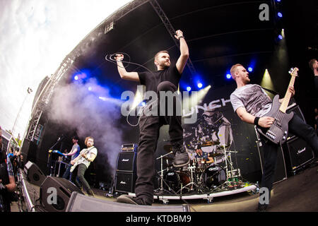The Danish metalcore band Raunchy performs a live concert at the Danish ...