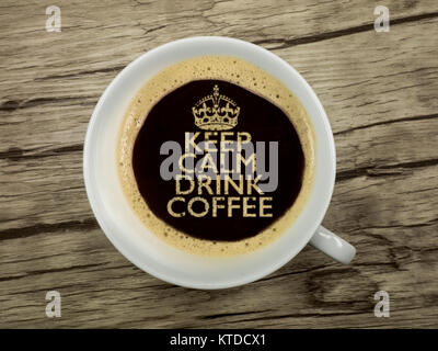 Keep calm and drink coffee quote on blur coffee cup background Stock ...