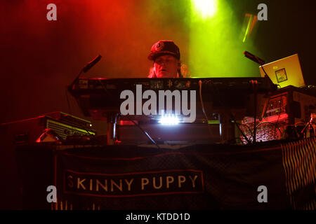 The Canadian industrial music group Skinny Puppy performs a live ...