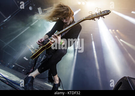 The Swedish death metal band Tribulation performs a live concert at ...