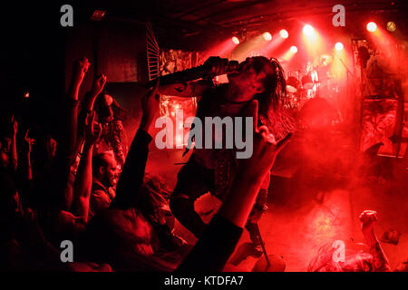 The Swedish black metal band Watain performs a live concert at the ...