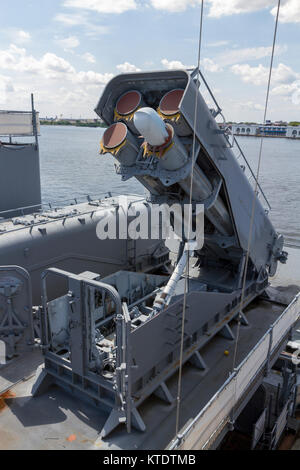 Tomahawk cruise missile system armored box launchers on the USS New ...