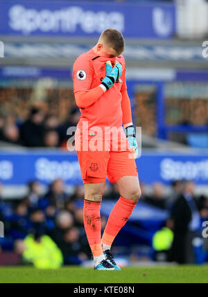 A dejected Jordan Pickford of Everton during the Everton FC v West Ham ...