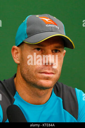 Australia's David Warner during a press conference at The Gabba ...