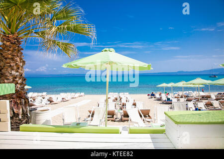 Beautiful Hanioti beach on Kasandra peninsula, Halkidiki, Greece Stock ...