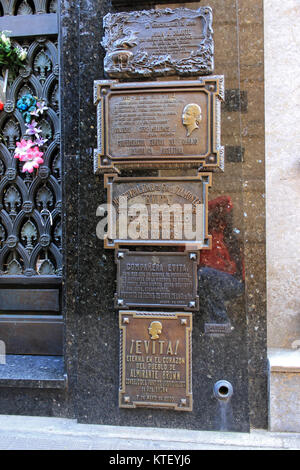 Eva Peron's tomb, Recoleta Cemetery, Recoleta, Buenos Aires, Argentina ...