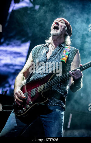 Bass player Roger David Glover of the rock band Deep Purple, concert in ...