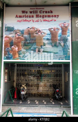 TEHRAN, IRAN – NOVEMBER 2017: Anti America propaganda at the former USA ...