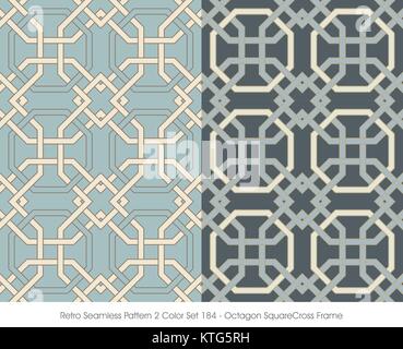 Retro Seamless Pattern Octagon Square Cross Geometry Stock Vector Image ...