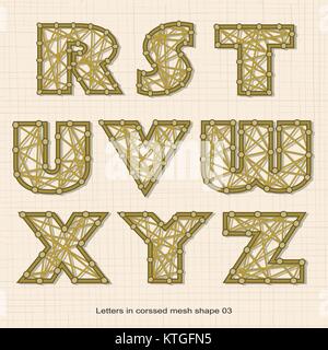 Letters in crossed mesh line shape uppercase alphabet letters pattern ...