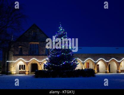 University of Aberdeen Christmas Tree, during a Snowy Winter, Scotland ...