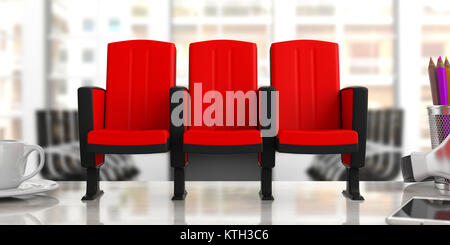 Red theater chairs background, front view. 3d illustration Stock Photo ...