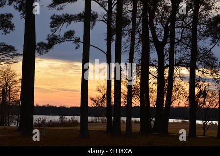 The sun sets over over the waters of the Yeopim River where it meets ...