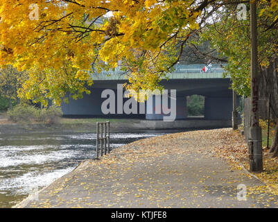 A photograph of the Brda River in Bydgoszcz, Poland, showing the GSP S ...
