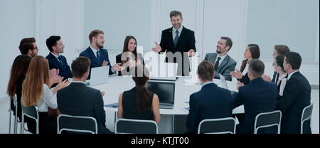 Businesspeople Sitting At Conference Round Table At The Meeting Stock ...