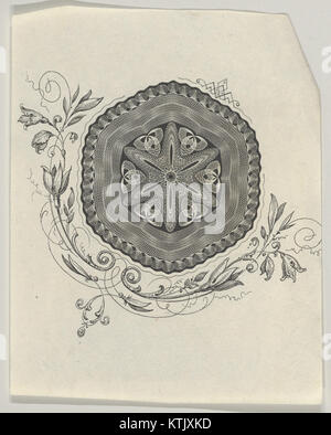 This banknote motif features ornamental elements, including a panel of ...