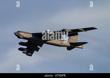 The B-52 bomber is shown taking off from Tinker Air Force Base in this ...