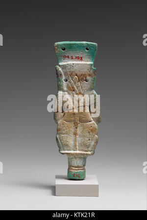 The image depicts Bes, an ancient Egyptian deity, carrying a ram over ...