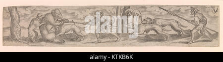 'Bear Hunting' is a depiction of a traditional hunting scene, showing ...