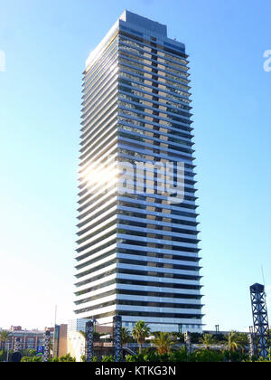 The Torre Mapfre in Barcelona is a prominent skyscraper located in the ...