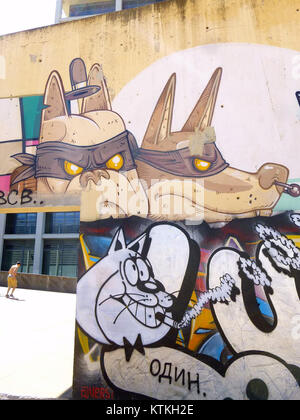 A photograph of graffiti art in Barcelona, Spain, capturing the ...