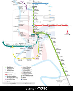 The Skytrain system map illustrates the transit routes of the elevated ...