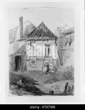 An illustration of Fort Pitt barracks from the Cropsey Album depicting ...