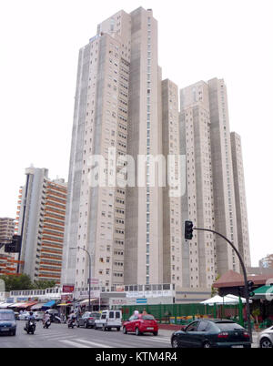 The Edificios Gemelos 2 in Benidorm, Spain, are iconic twin towers ...