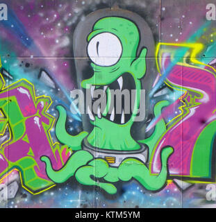 This graffiti in Benidorm, Spain, is a vibrant example of modern street ...