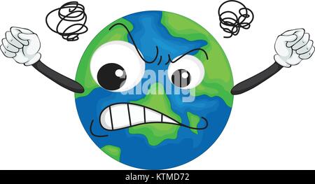 Mad planet earth cartoon illustration isolated on white Stock Vector ...