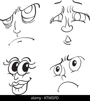 Cartoon faces. Emotions smirk expressions, smile mouth with teeth and ...