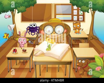 Illustration of many animals in a classroom Stock Vector Image & Art ...