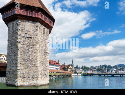 View of the Reuss River waterfront, Lucerne, Switzerland Stock Photo ...