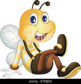 Cartoon cute bee sitting on the honey dipper with big menu board Stock ...