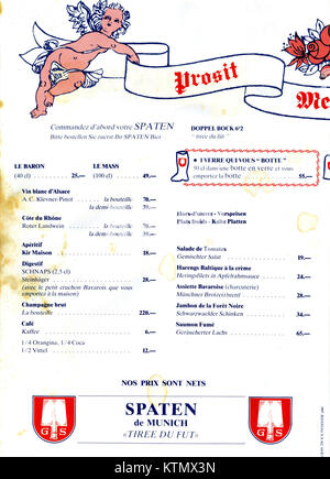 The 'Carte de la Taverne Bavaroise' is a menu card from a Bavarian ...