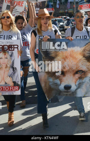 Mena Suvari marches in an anti-fur protest during 'Fur-Free Friday ...