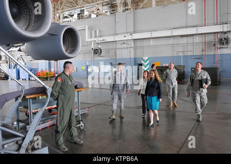U.S. Air Force Col. Kirsten Aguilar, left, Joint Base Elmendorf-Richardson and 673d Air Base ...