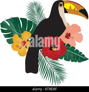 Border with toucans and tropical leaves. Vector Stock Vector Image ...