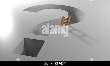 Question mark shaped hole in the wall and ladder leading to it ...