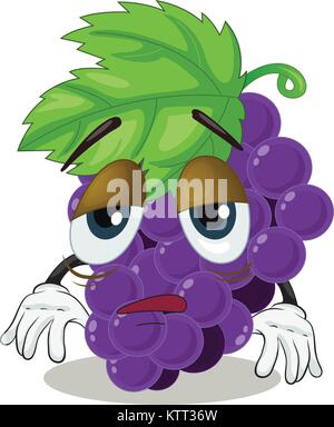 illustration of a sad bunch of grapes on a white background Stock ...