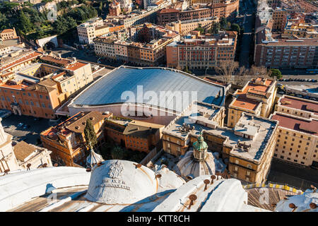 View of Pope Paul VI Audience Hall. Aerial view of the Vatican City ...