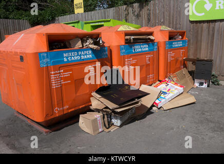 Overflowing cardboard recycling bins Stock Photo - Alamy