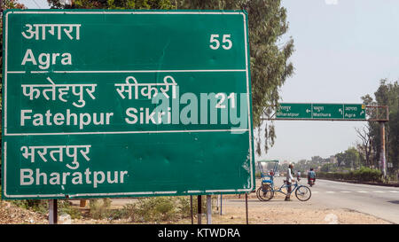 India Rajasthan Highway distance signs Udaipur Stock Photo - Alamy