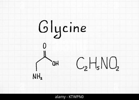 Glycine (Gly, G) amino acid, molecular model. Amino acids are the Stock ...
