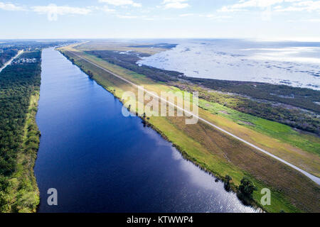 A view of Lake Okeechobee from above near Lakeport Florida USA Stock ...