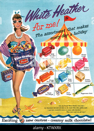 1957 British advertisement for Pascall's White Heather chocolate and ...