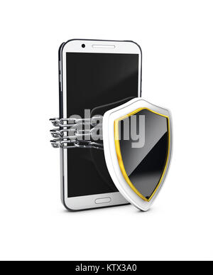 Smart phone with chain, safety concept Stock Photo - Alamy