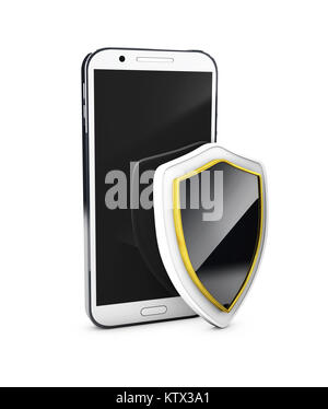 mobile phone security shield illustration design over white Stock Photo ...