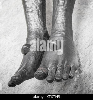 nailed feet, detail of sculpture of the Crucifixion of Jesus Christ Stock Photo - Alamy