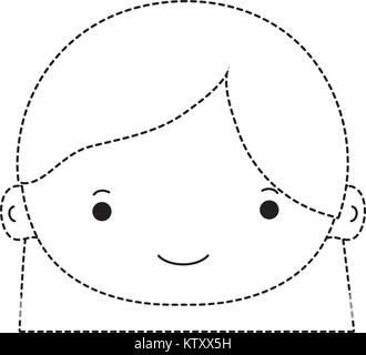 dotted shape girl head with hairstyle and pity face vector illustration ...